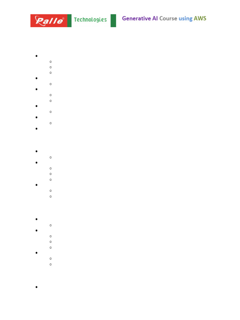 GEN AI AWS COURSE Syllabus | PDF | Amazon Web Services | Databases