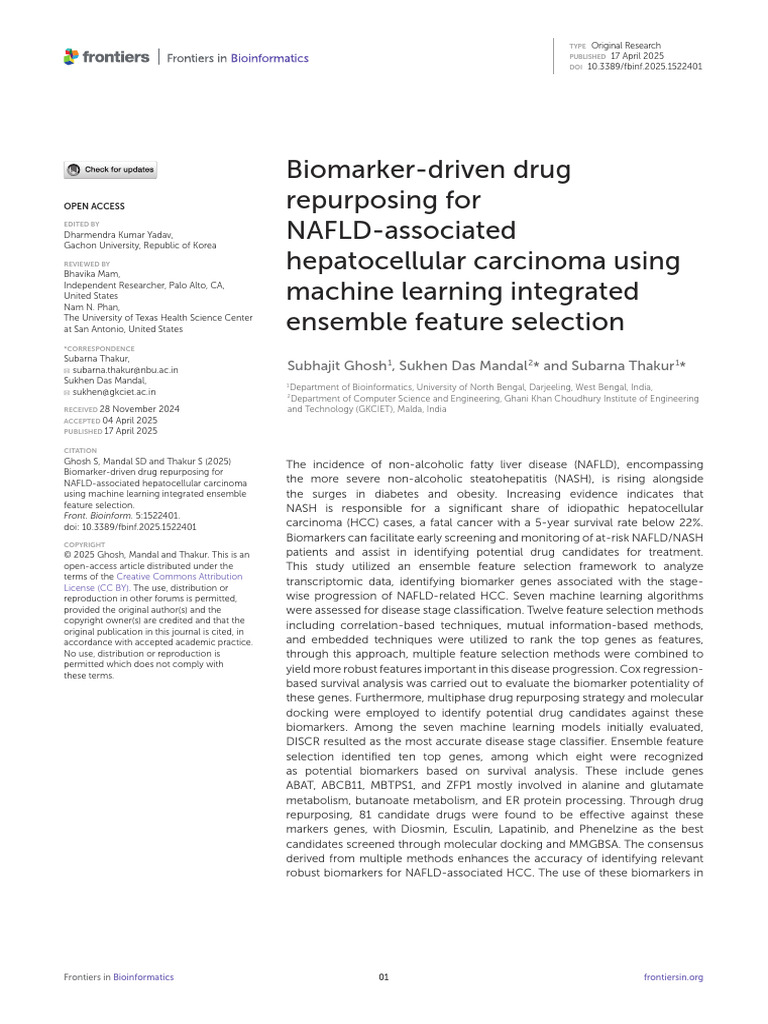 Biomarker-Driven Drug Repurposing For NAFLD-associated Hepatocellular ...