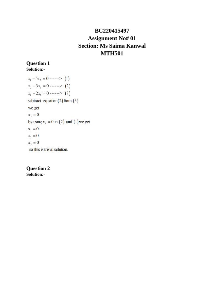 MTH501 Assignment 1 Solutions 2025 | PDF