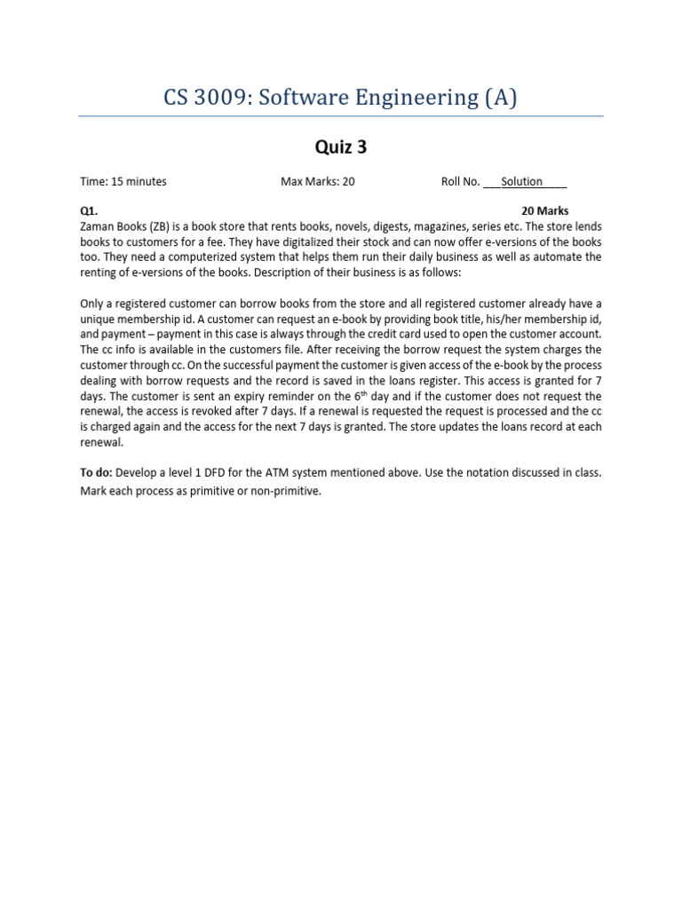 Quiz 3A Solution | PDF