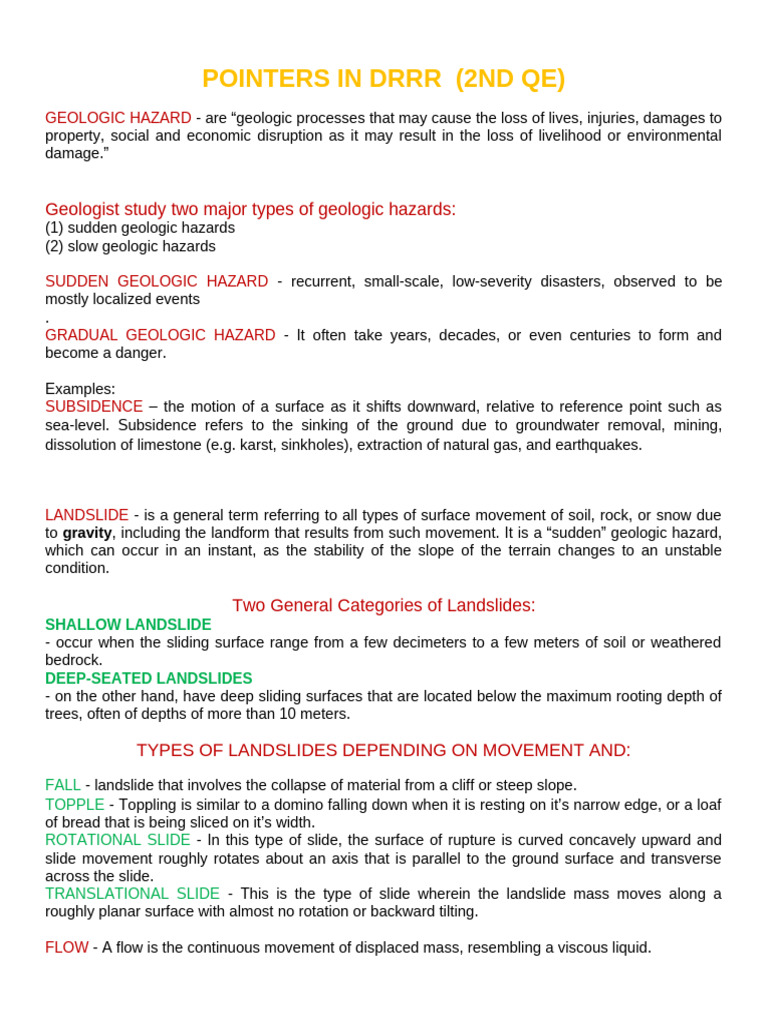 Pointers in DRRR 2nd Qe Sy24-25 | PDF | Fires | Volcano