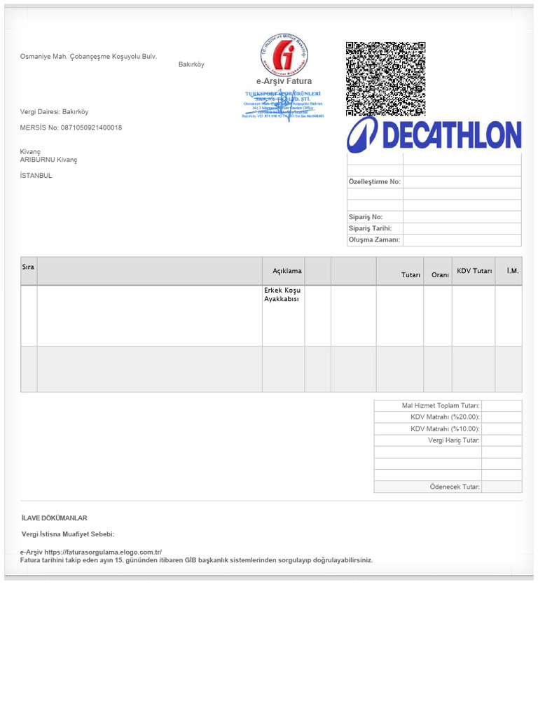 Decathlon Invoice Tr3484771989 | PDF