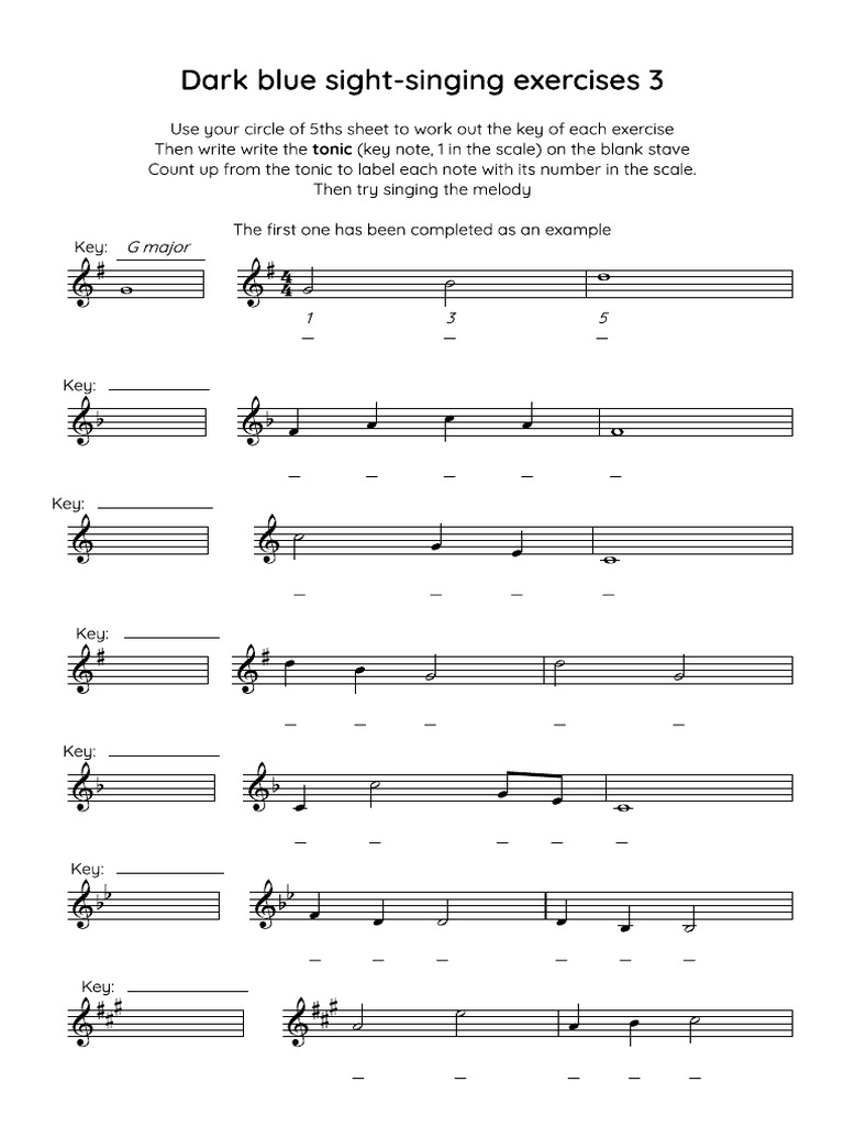 Dark Blue Sight-Singing Exercises 3 | PDF