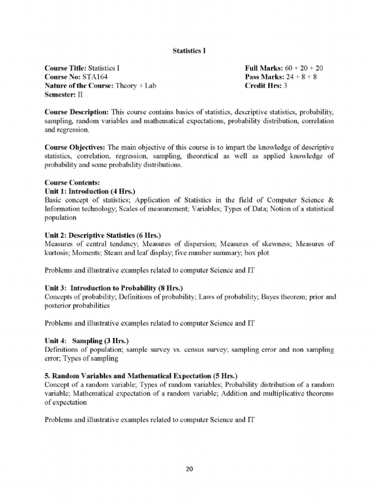 Stastics Syallbus Research and Outline | PDF