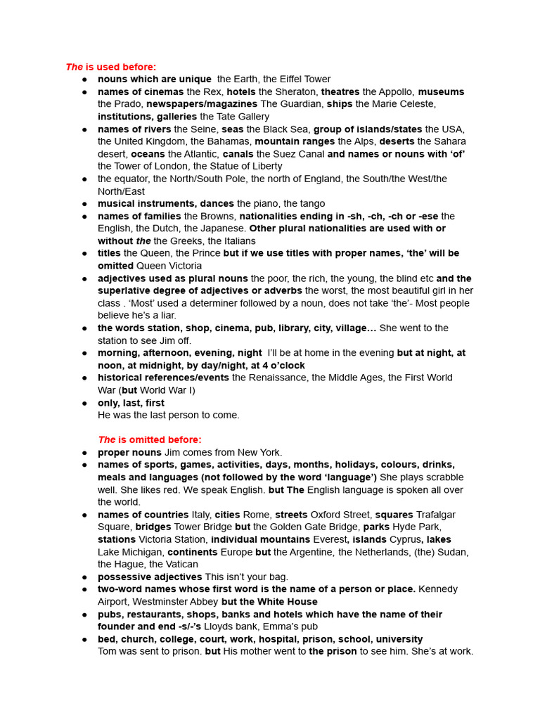 Articles - The and Omitted The | PDF | Adjective | Grammar