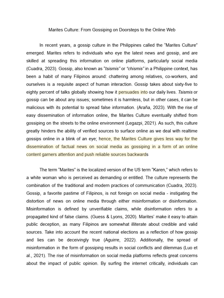 Marites Culture: Gossip in the Digital Age | PDF | Human Communication ...