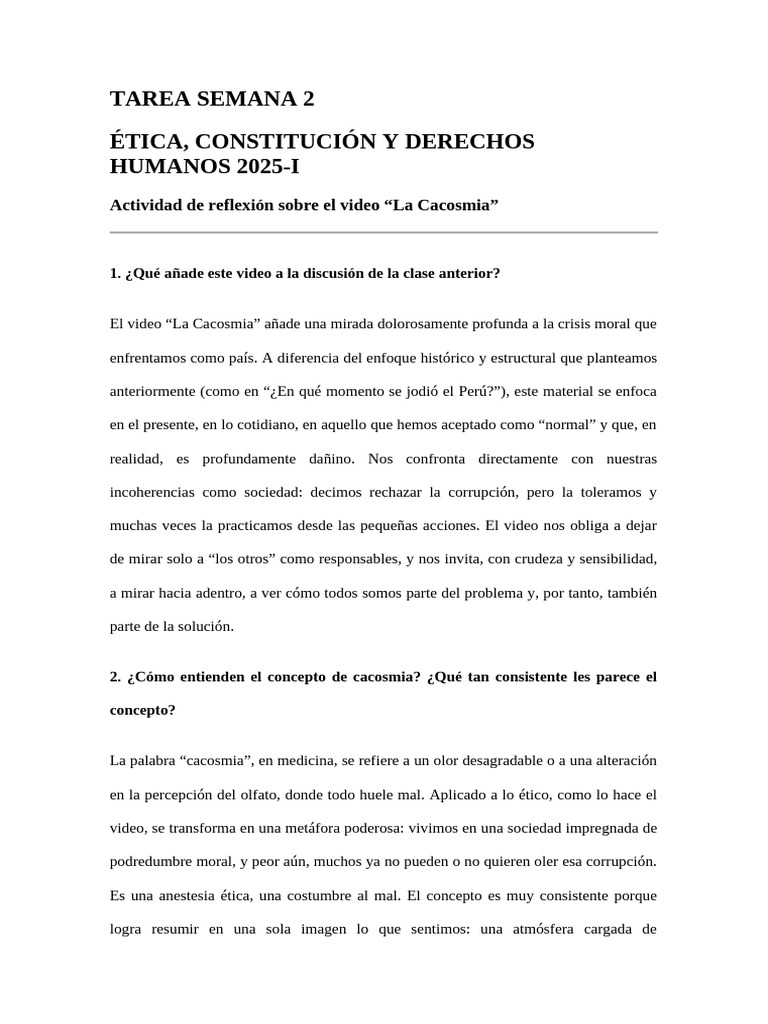Reflexión sobre "La Cacosmia" y ética social | PDF | Moralidad