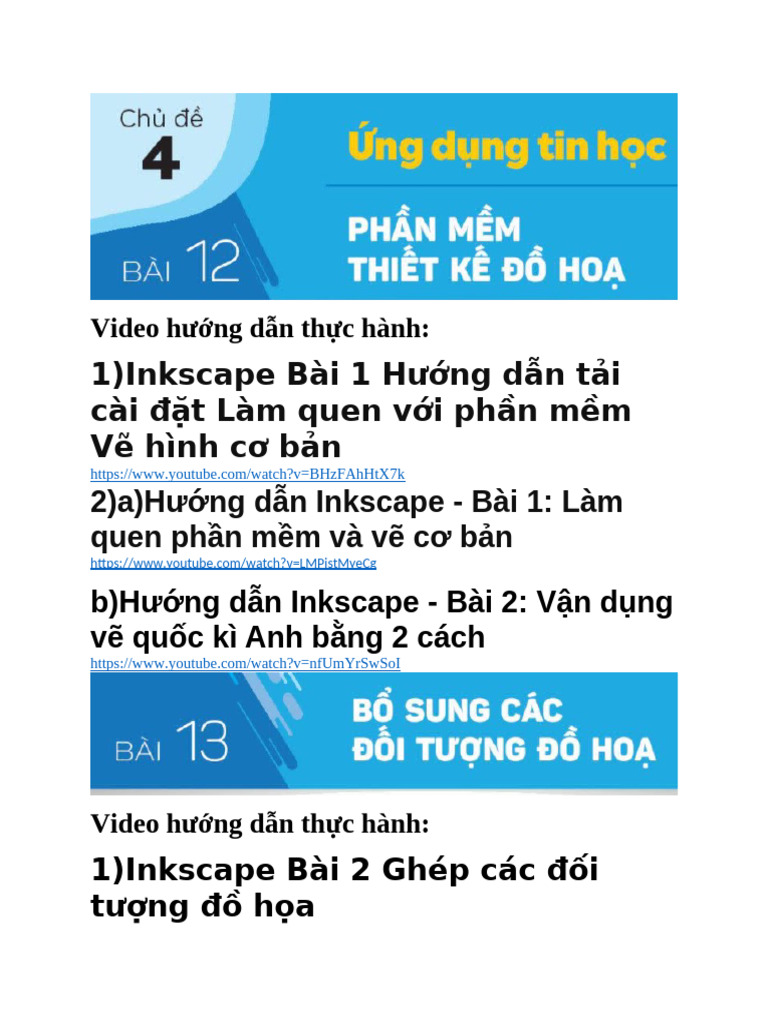 Link Video Huong Dan Su Dung Inskcape | PDF