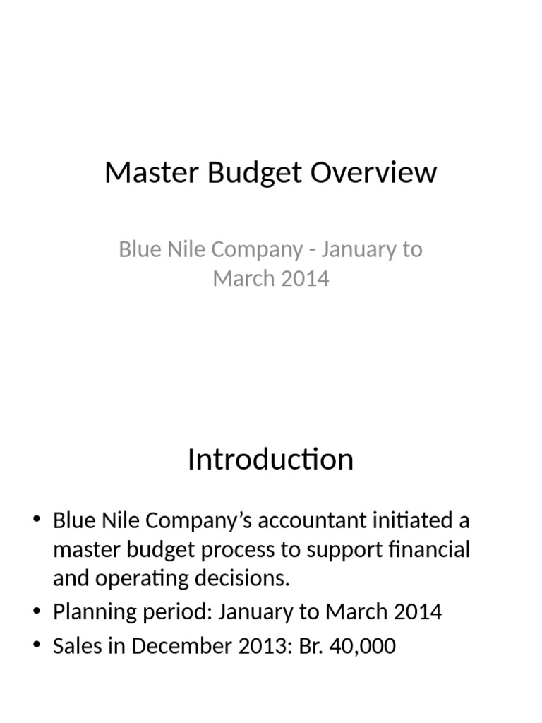 Blue Nile Master Budget | PDF