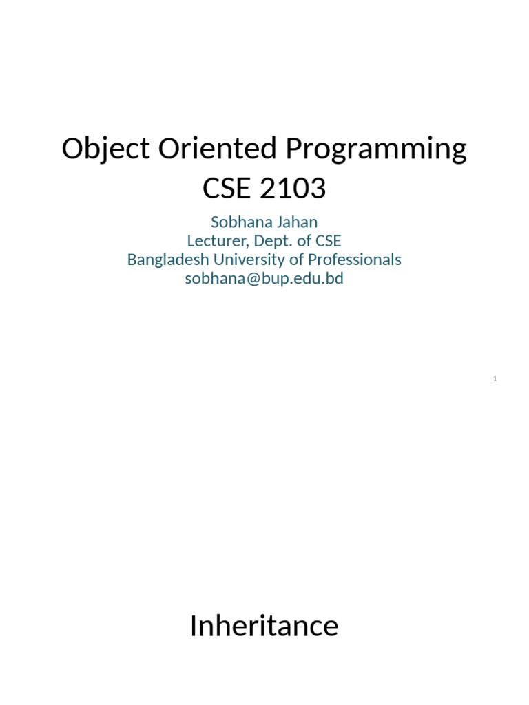 OOP Lec 9 Inheritence | PDF | Class (Computer Programming) | Inheritance (Object Oriented ...