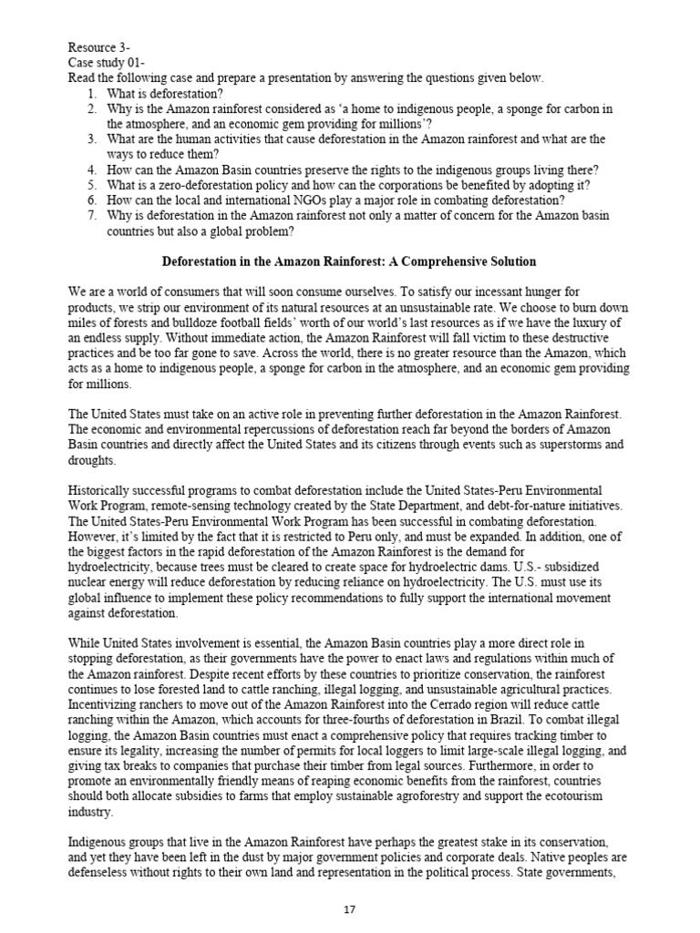 Geography - Resource 3 - Case Studies | PDF | Amazon Rainforest ...