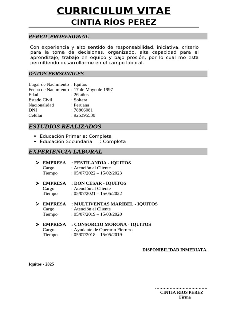 CV - Cintia Rios Perez | PDF