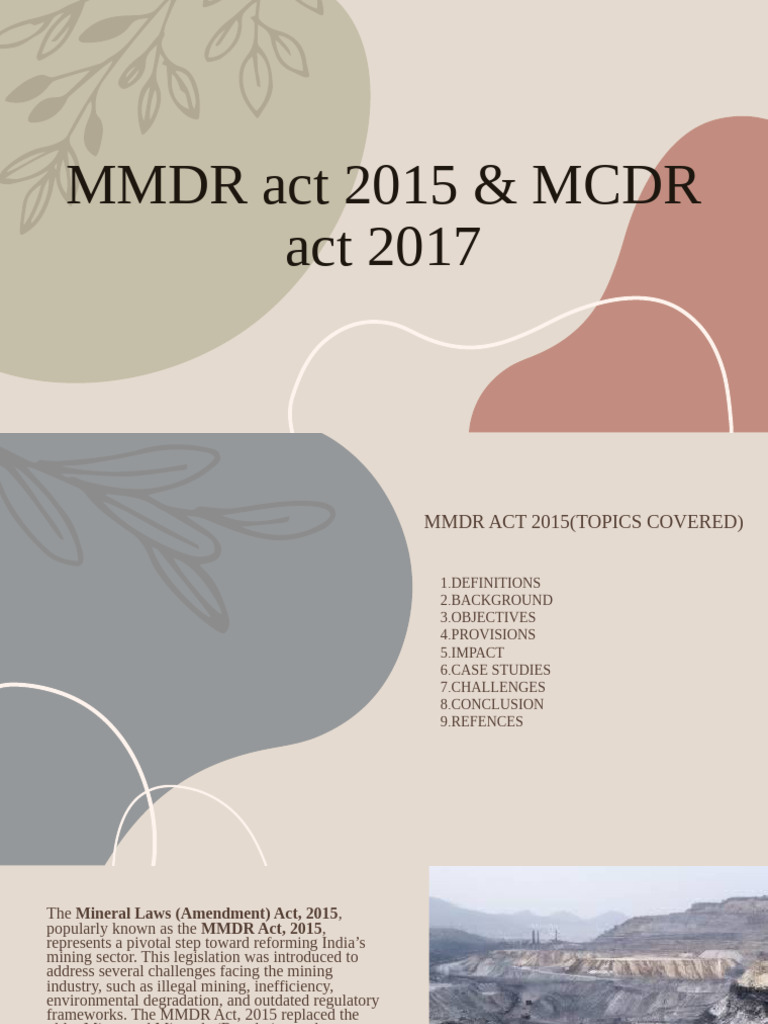 MMDR Act 2015 0 MCDR Act 2017 | PDF | Mining | Regulatory Compliance