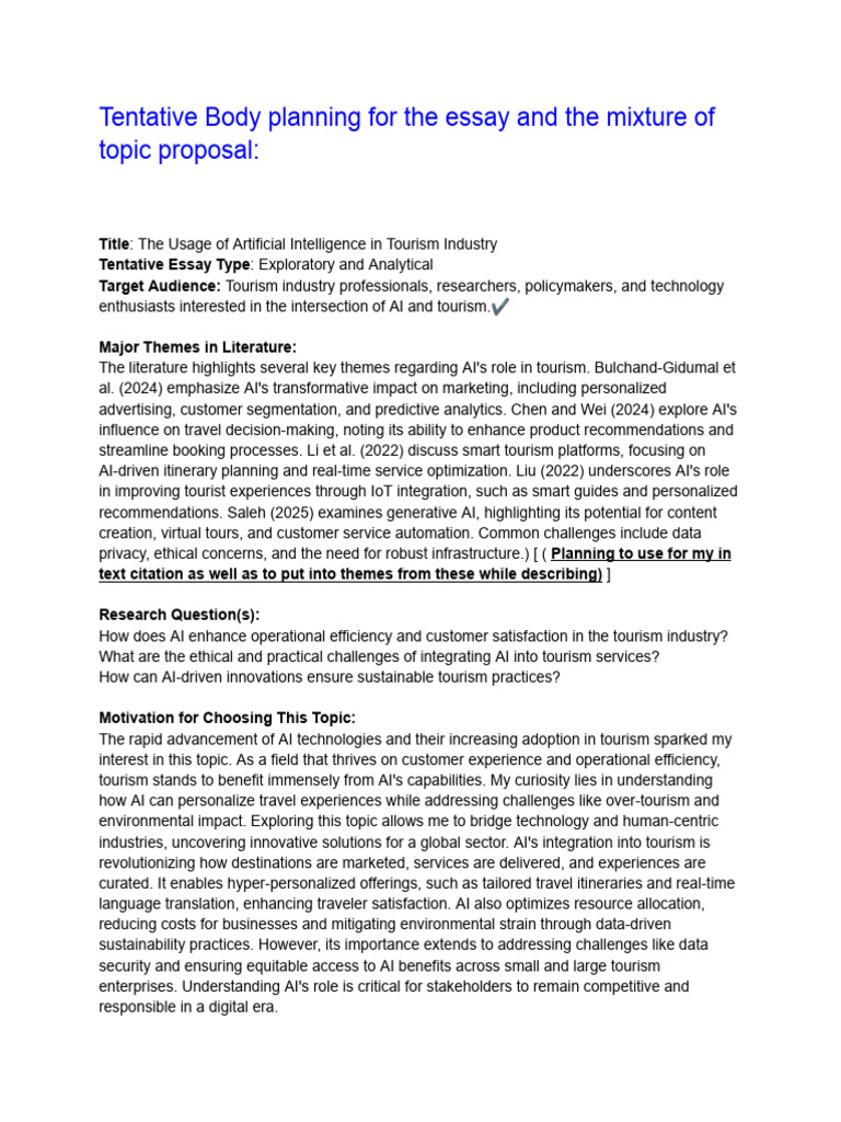 Tentative Body Planning and The Mixture of Topic Proposal | PDF ...