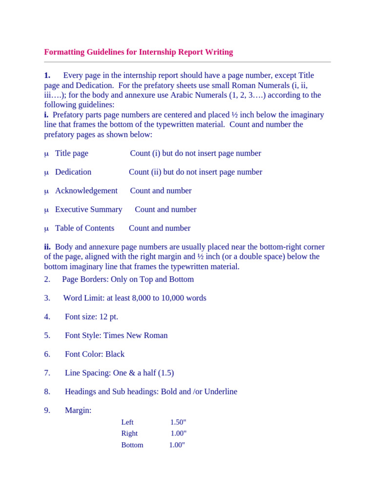 Formatting Guidelines For Internship Report Writing-2 | PDF | Written ...