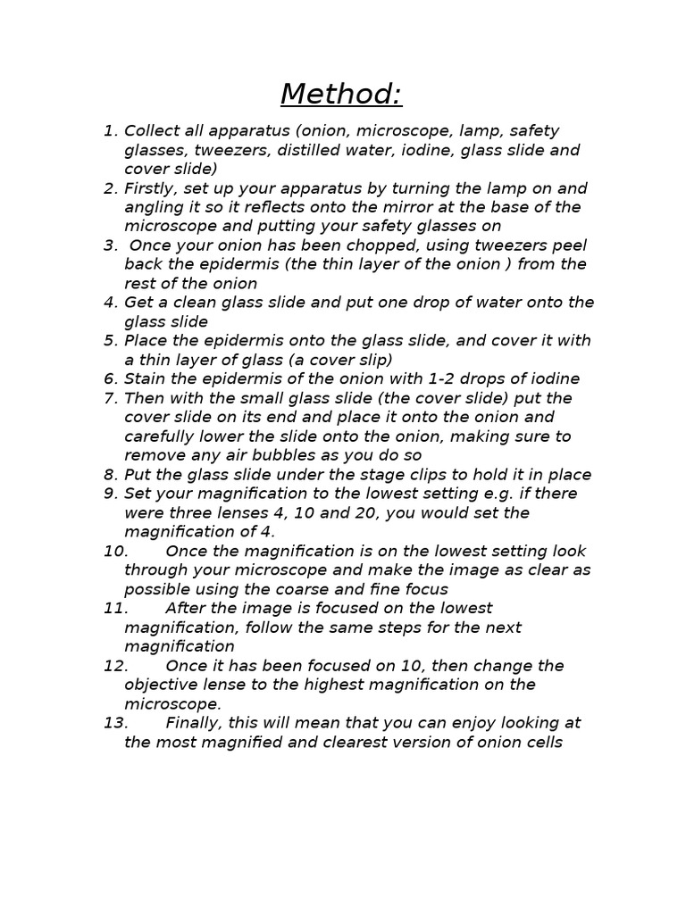 Microscope Onion Cell Observation Guide | PDF