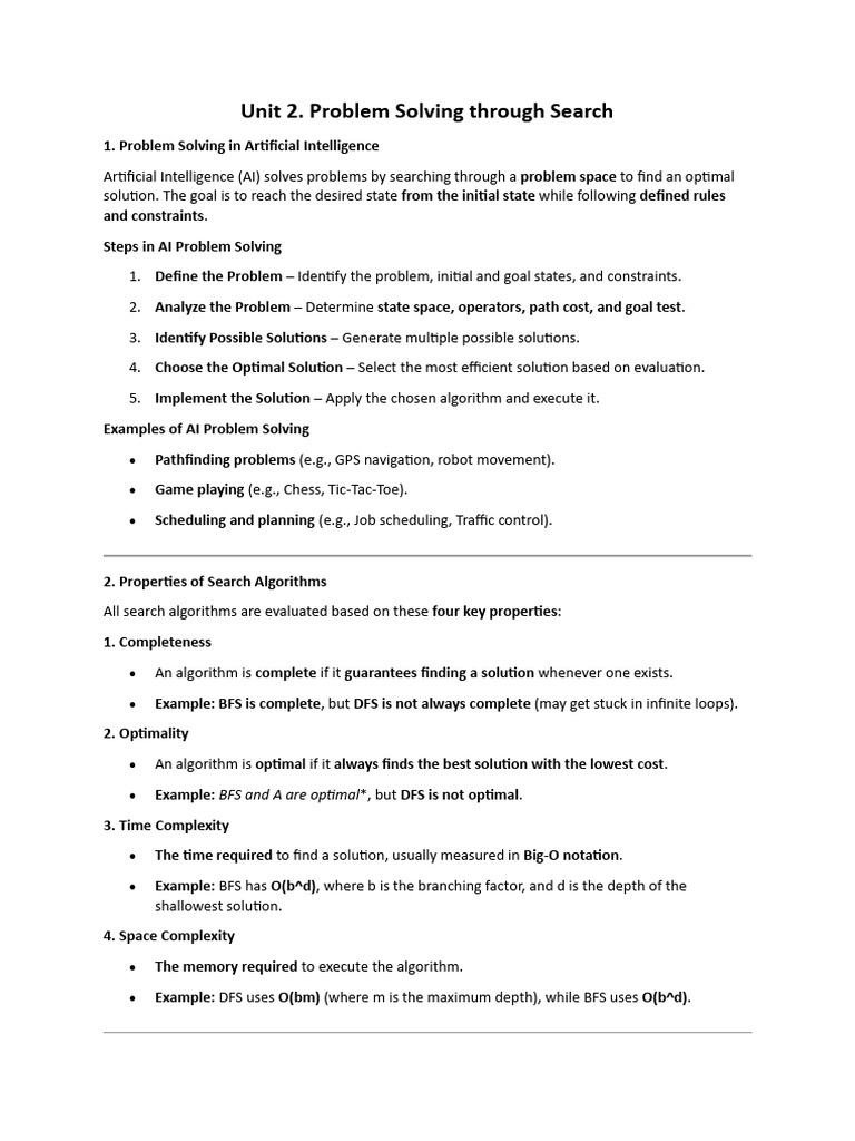 Unit 2. Problem Solving Through Search | PDF | Algorithms And Data Structures | Theoretical ...