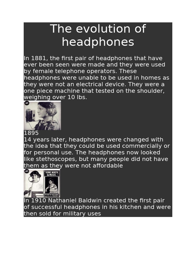 History and Evolution of Headphones | PDF | Headphones | Electronics