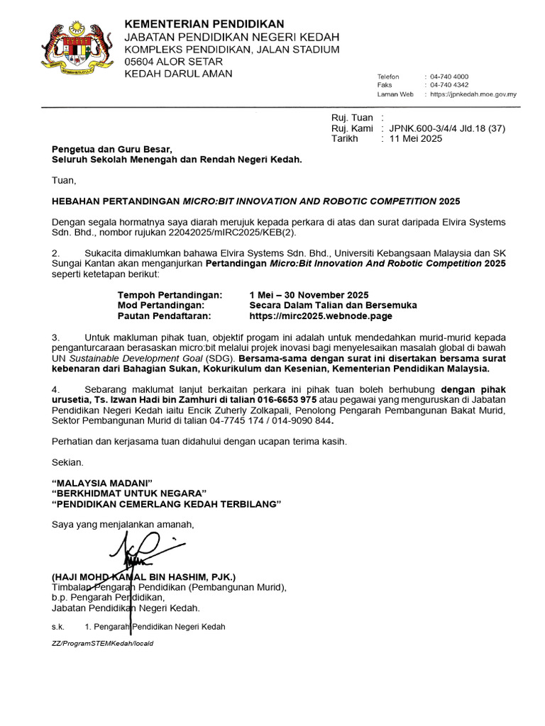 Hebahan Pertandingan Microbit Innovation and Robotic Competition 2025 | PDF