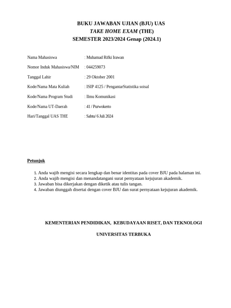 Muhamad Rifki Irawan _ Pengantar Statistika Sosial | PDF