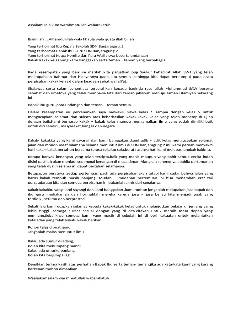 pidato adik kelas | PDF