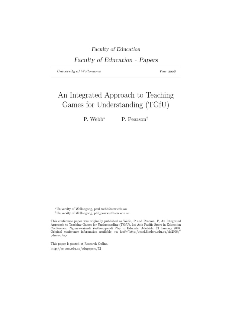 Integrated TGfU Teaching Approach | PDF | Physical Education | Teachers