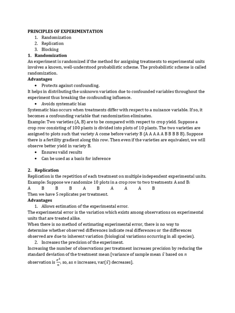 L1 Principles of Experimentation | PDF | Experiment | Variance