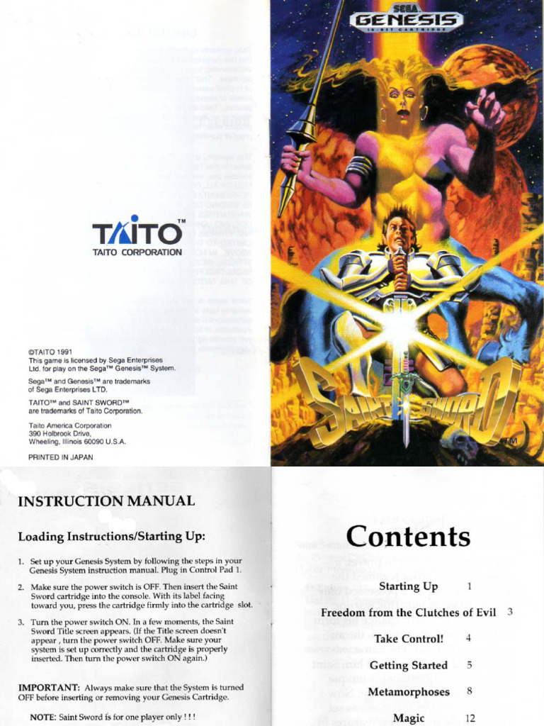 Saint Sword MD US Manual | PDF