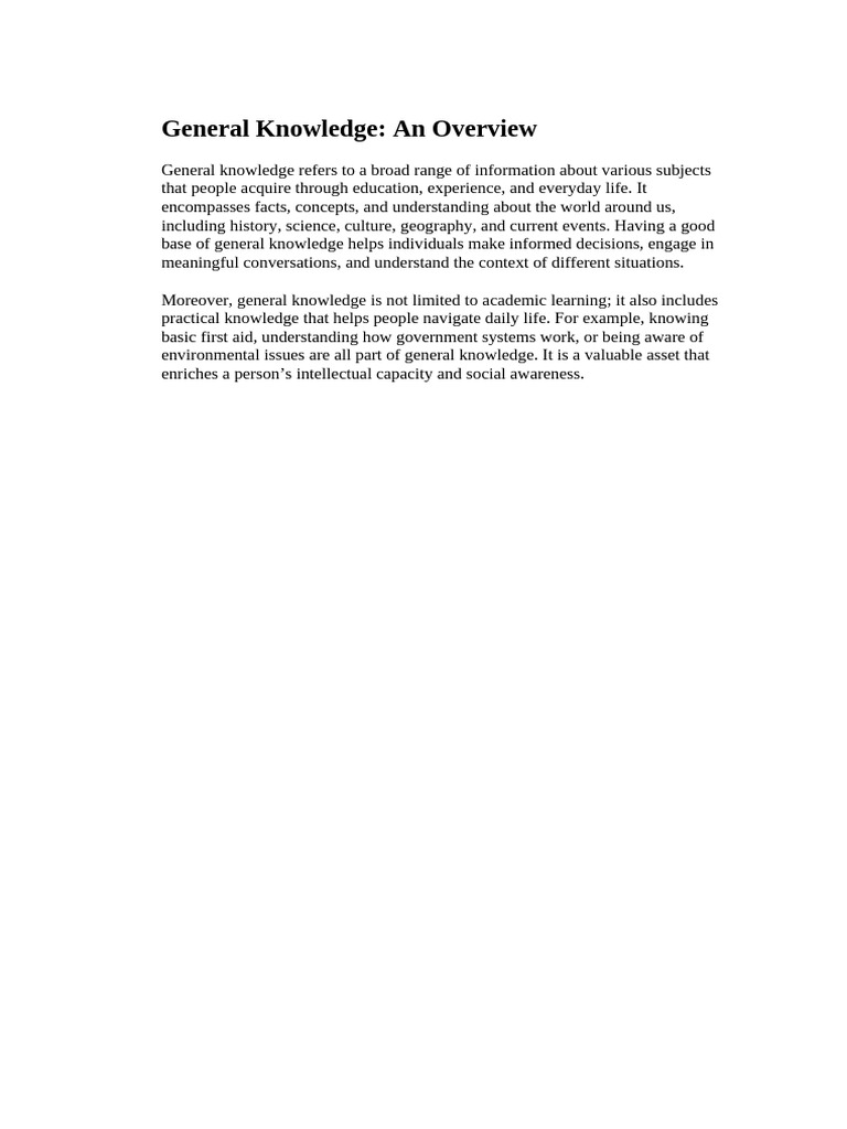 Overview of General Knowledge | PDF