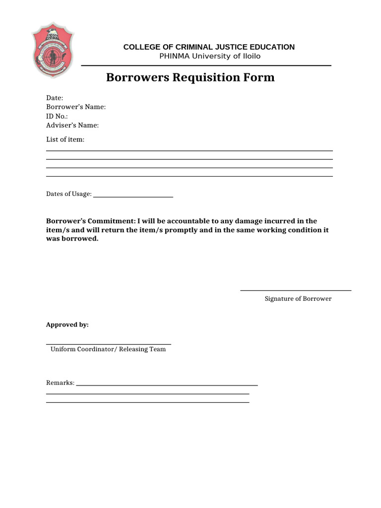 Borrower's Requisition Form | PDF