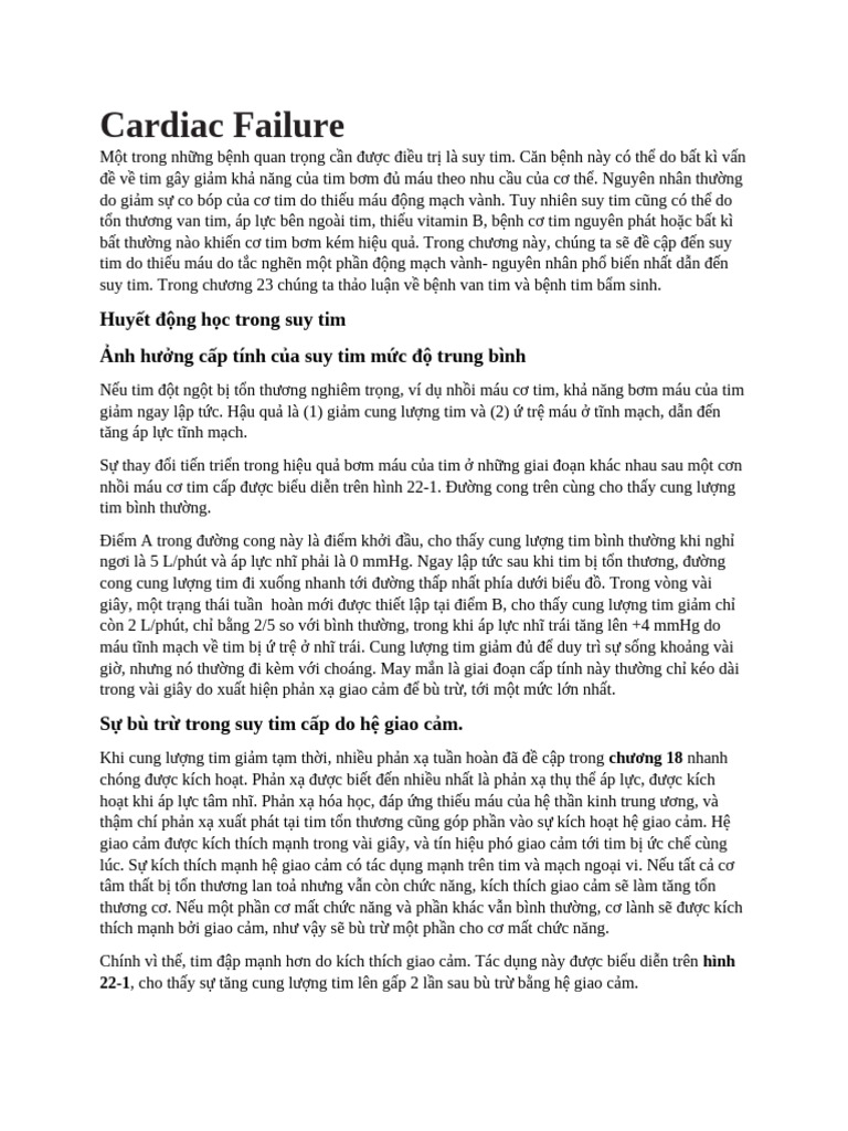 Cardiac Failure: Huyết động học trong suy tim Ảnh hưởng cấp tính của suy tim mức độ trung bình | PDF