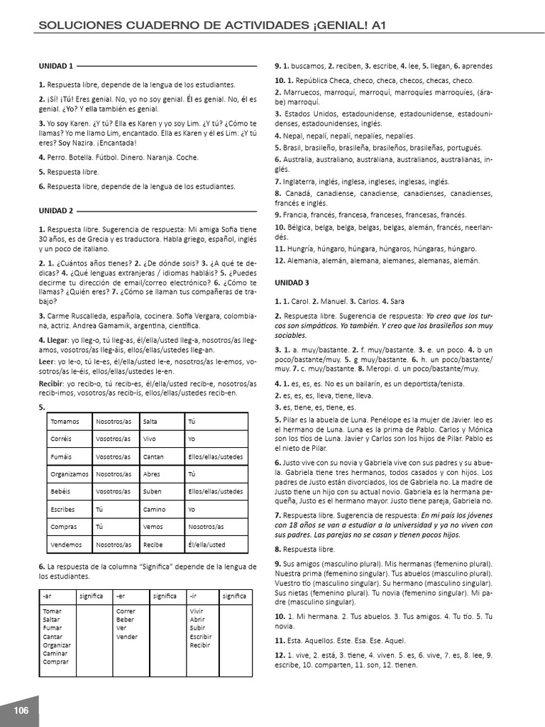 Genial-A1 CuadernodeActividades Soluciones | PDF | Pizza | Cocina