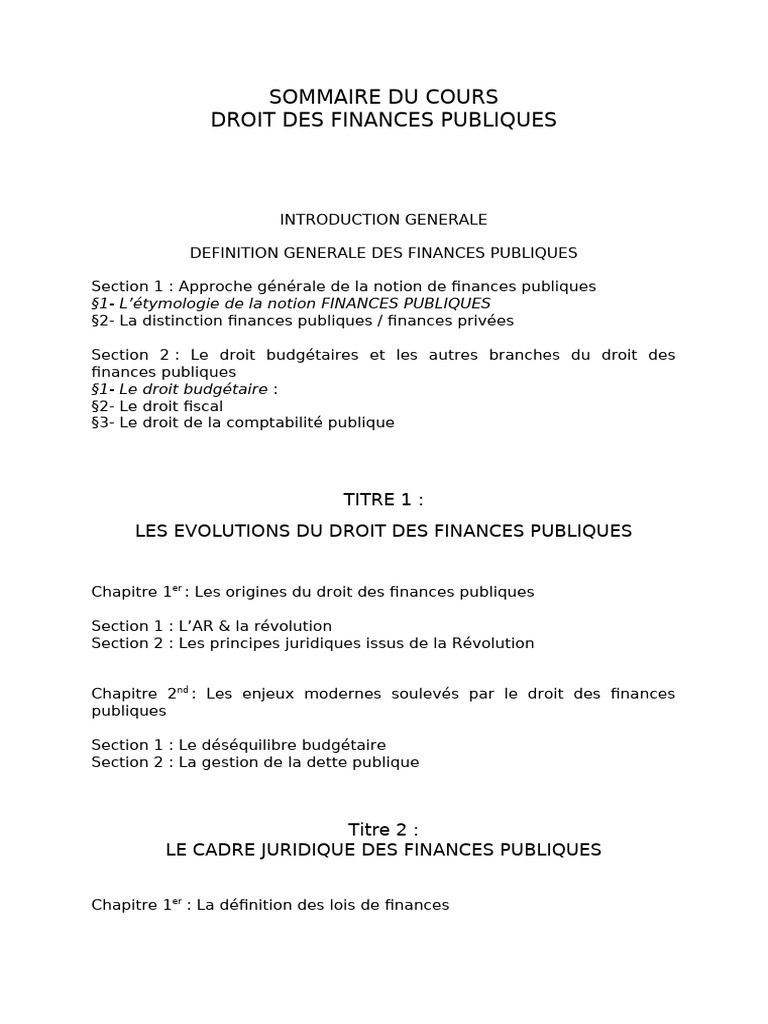 Sommaire Du Cours | PDF