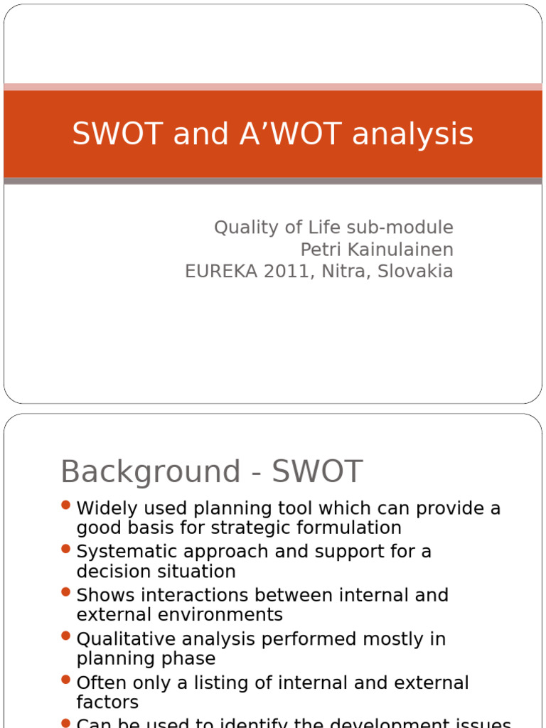 Ly - SWOT Ans AWOT Presentation 2011 - 2 | PDF | Swot Analysis | Business