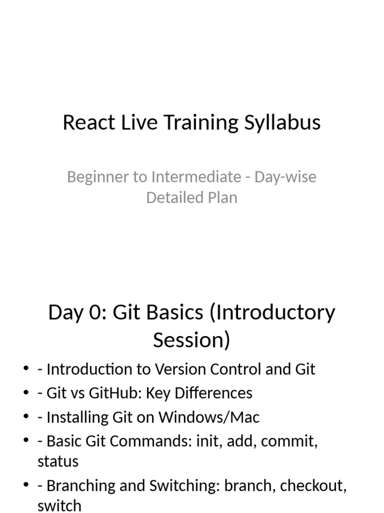 React Live Training Syllabus | PDF | Computing | Software