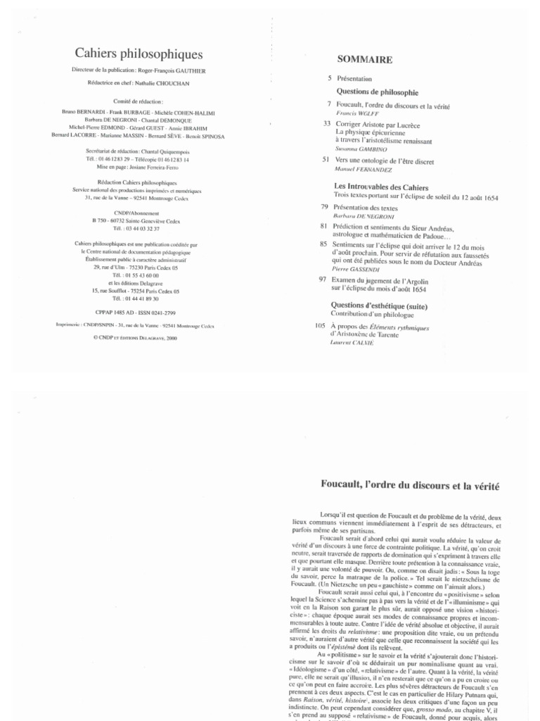 Foucault Et La Vérité | PDF
