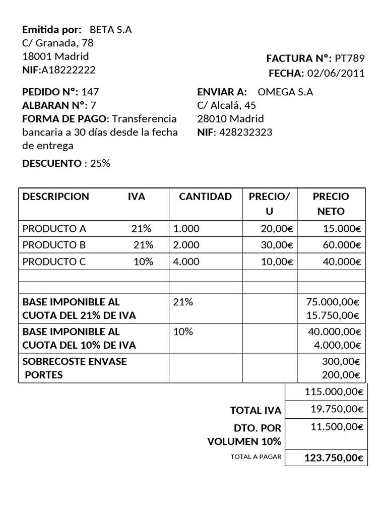 Ejemplo Factura | PDF