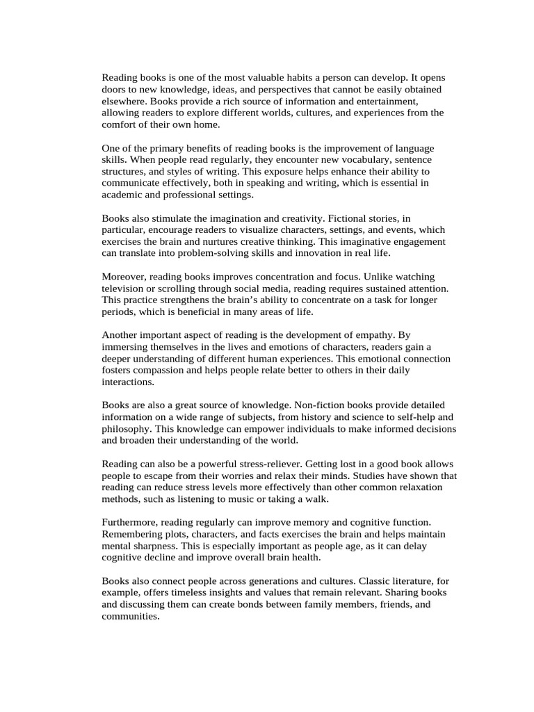 Reading Books Is One of The Most Valuable Habits A Person Can Develop | PDF | Creativity | Mind