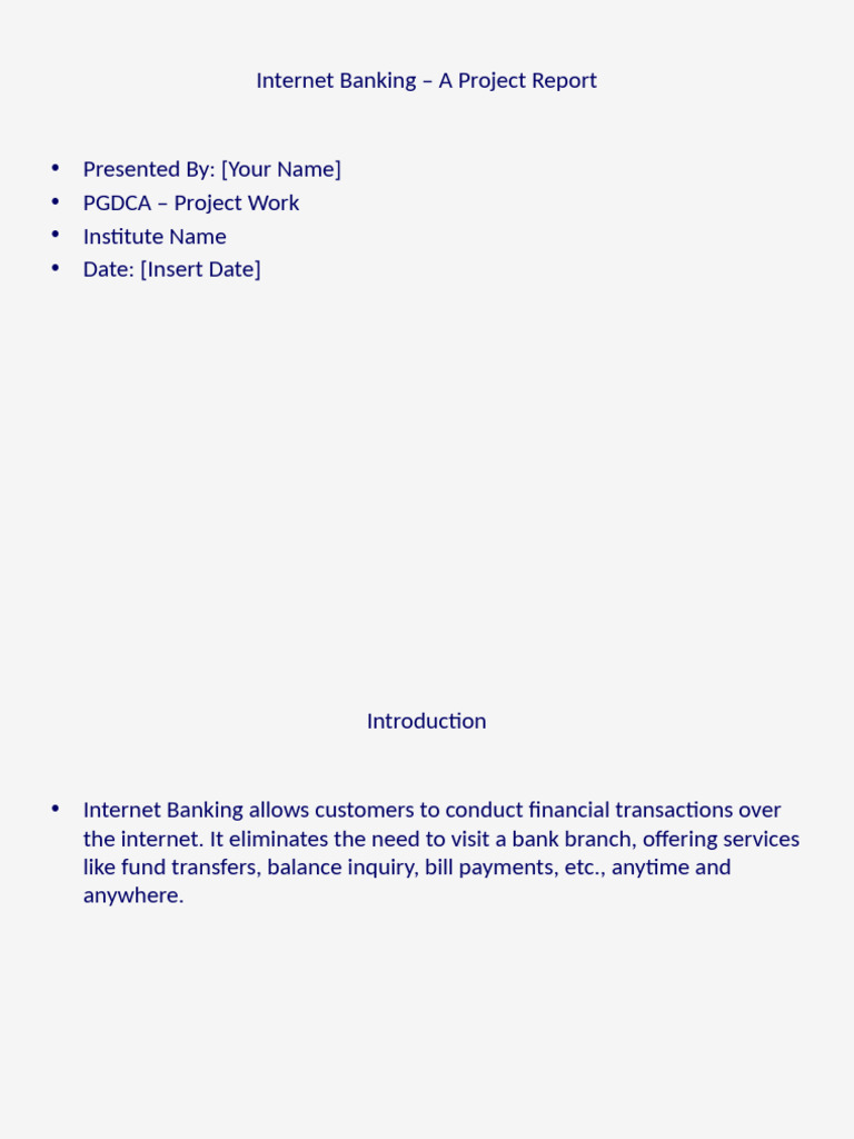 Internet Banking Project PGDCA Final-1 | PDF | Online Banking | Banks ...