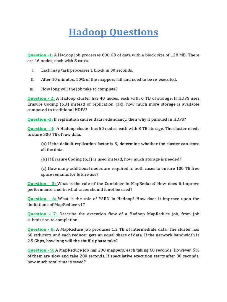 Hadoop Questions | PDF
