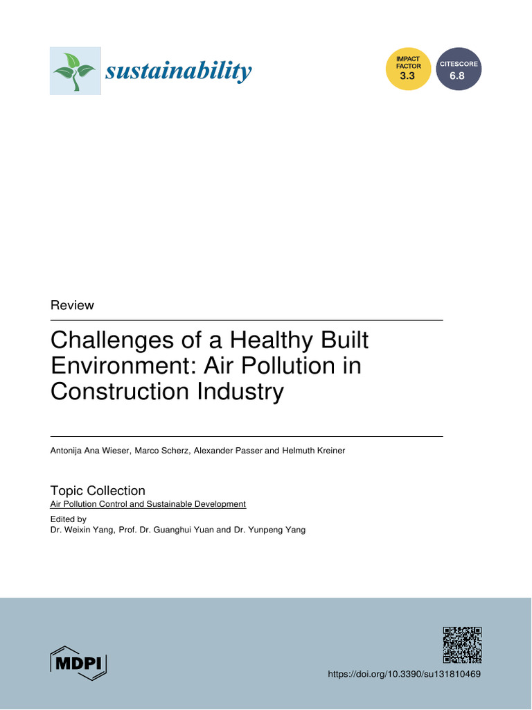 Sustainability 13 10469 With Cover | PDF | Air Pollution | Particulates