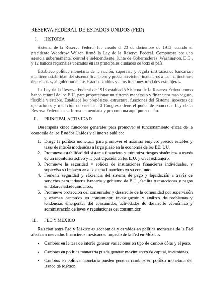 Reserva Federal de Estados Unidos | PDF | Reserva Federal | La política ...