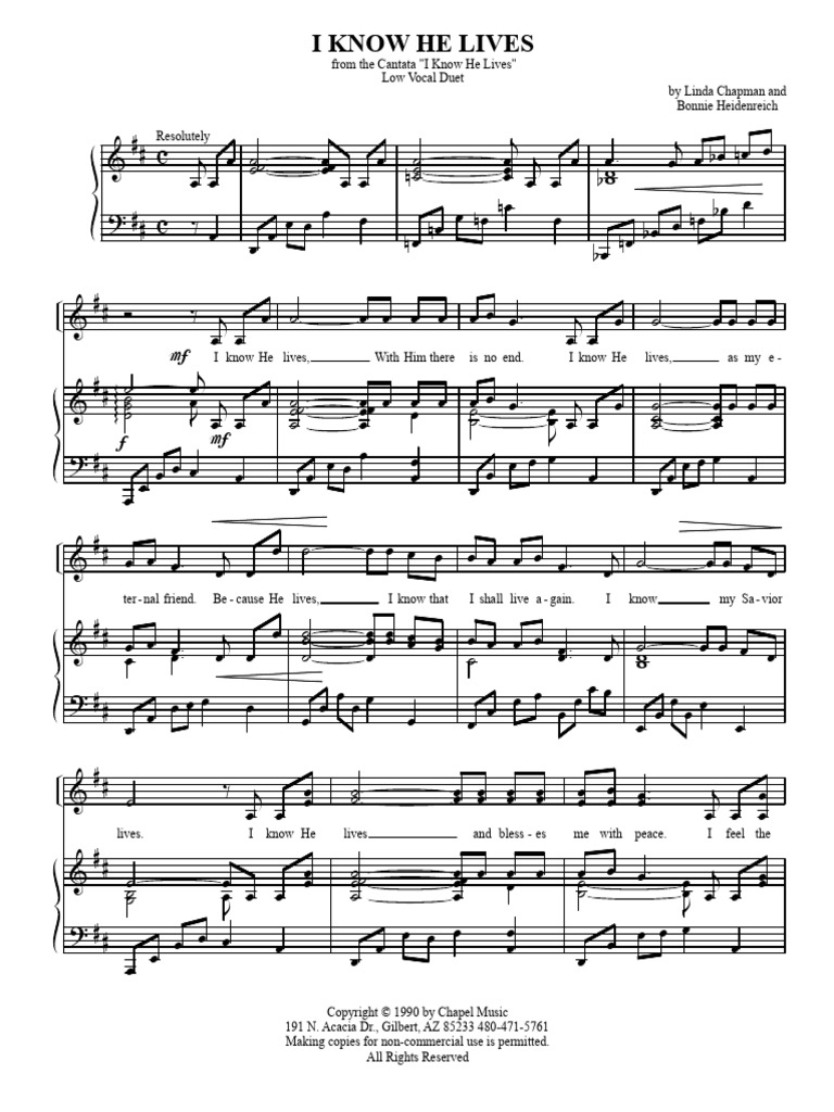 "I Know He Lives: Vocal Duet Sheet" | PDF | Poetics | Musical Forms