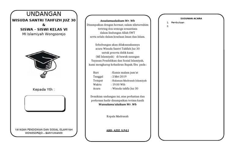 Undangan Wisuda Santri Tahfizh Juz 30 | PDF