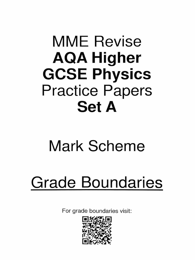 Physics AQA HT Mark Scheme Set A | PDF