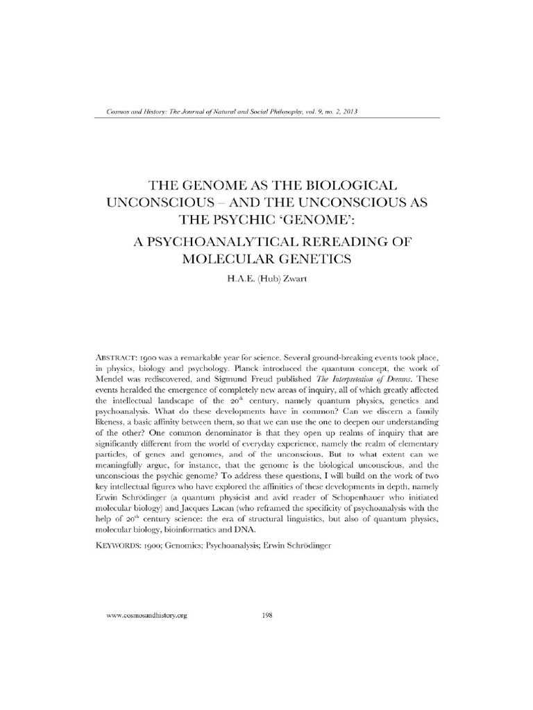 The Genome As The Biological Unconscious | PDF