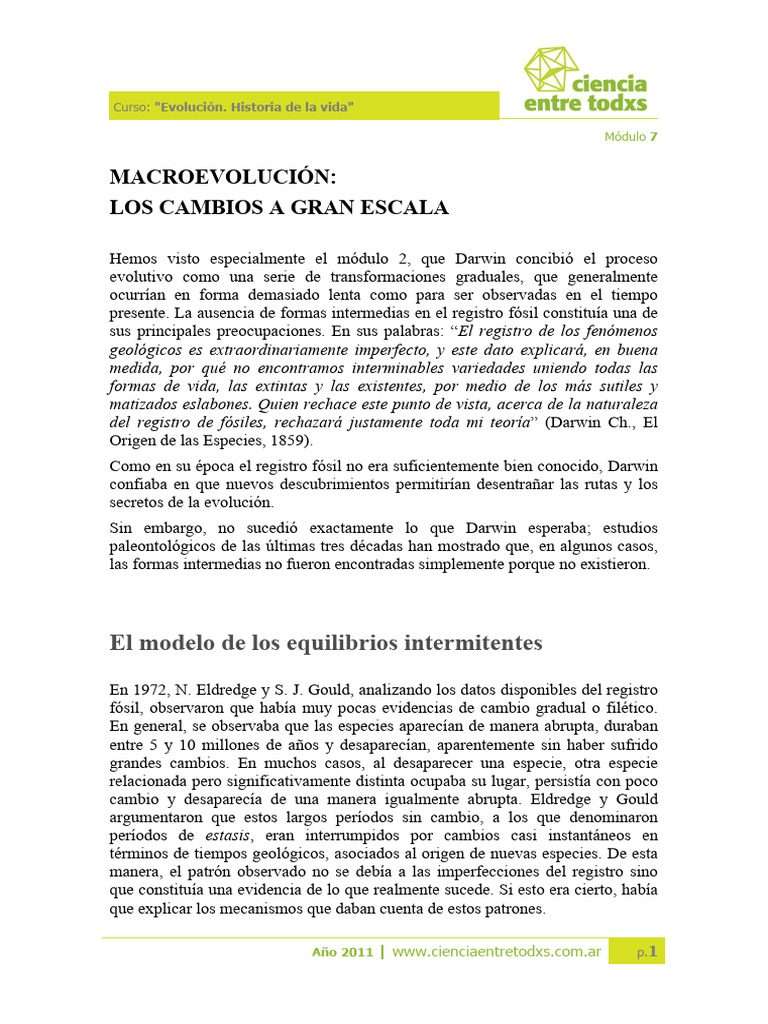 Módulo - 7 - Macroevolución, Los Cambios A Gran Escala | PDF ...
