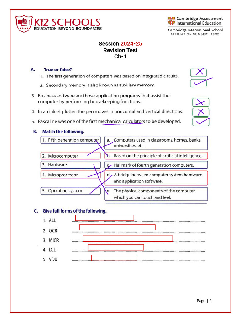 Computer End of Textbook Answers 6B CH-1,2,3,4,7 MCQs | PDF
