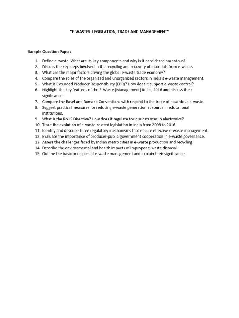 Practice Paper - GE - E-Waste | PDF
