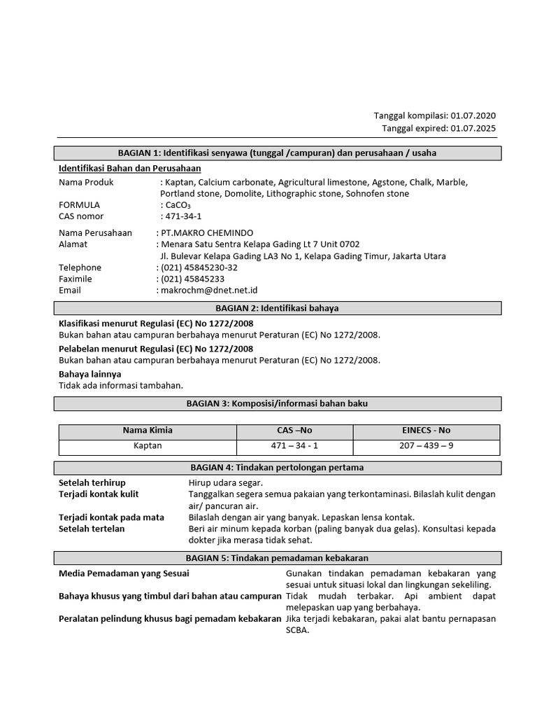 Kaptan - MSDS Id | PDF